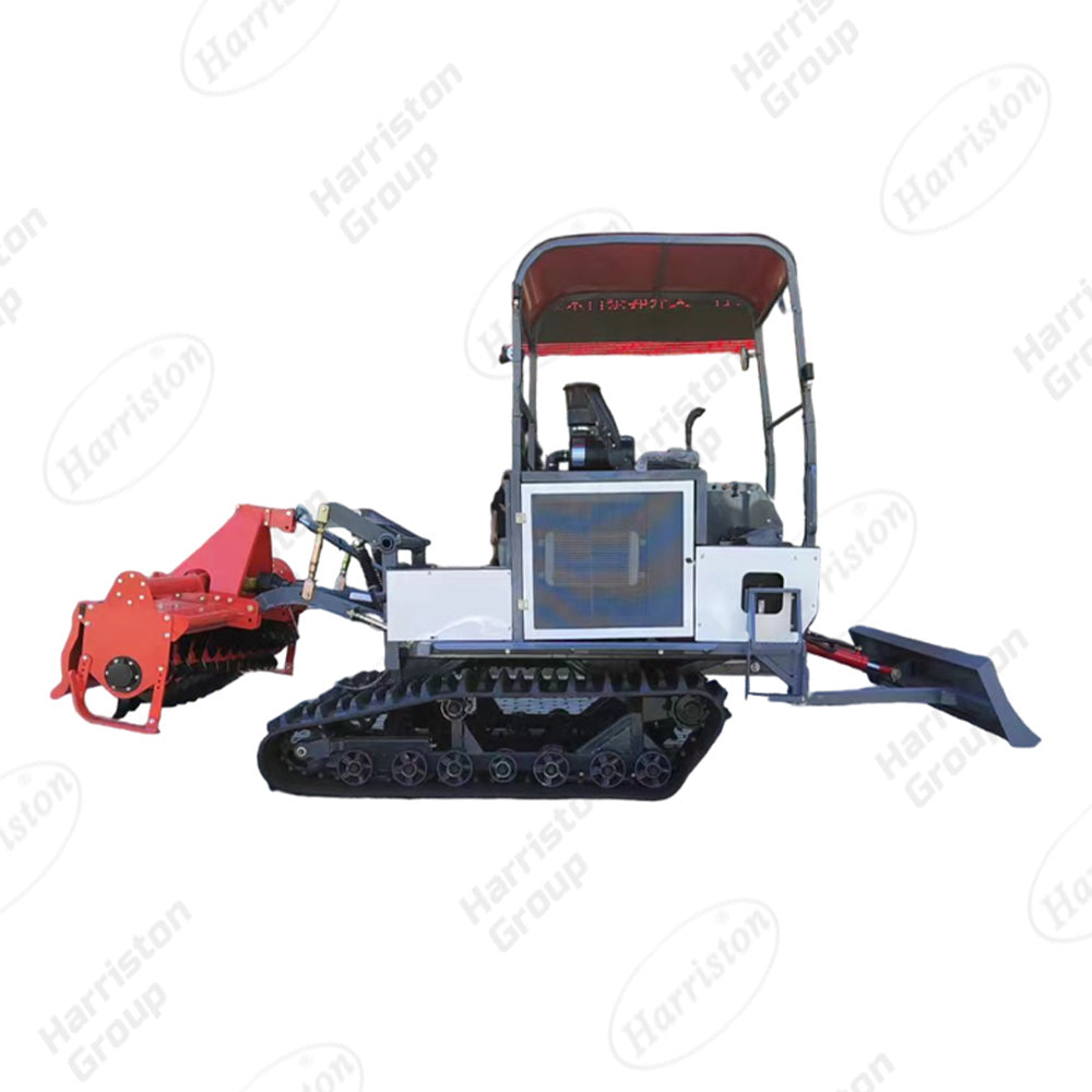 Agricultural HRT-102HP-230 Rubber Track Rotary Tiller With Dozer Multi ...